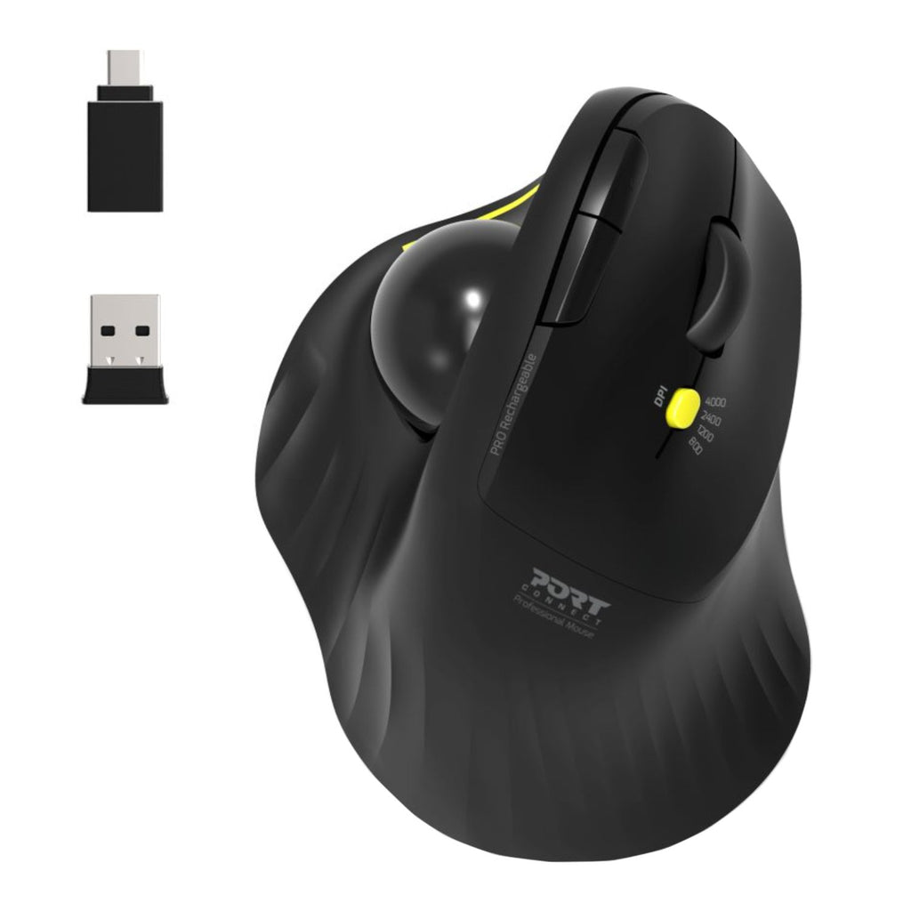 Port Connect Bluetooth + Wireless Rechargeable Ergonomic Trackball Mou